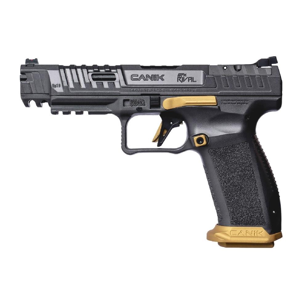 Bullseye North | Canik SFx Rival 9mm Luger Pistol, 5" Barrel, 2x 10rd Mags, Grey/Gold Cerakote
